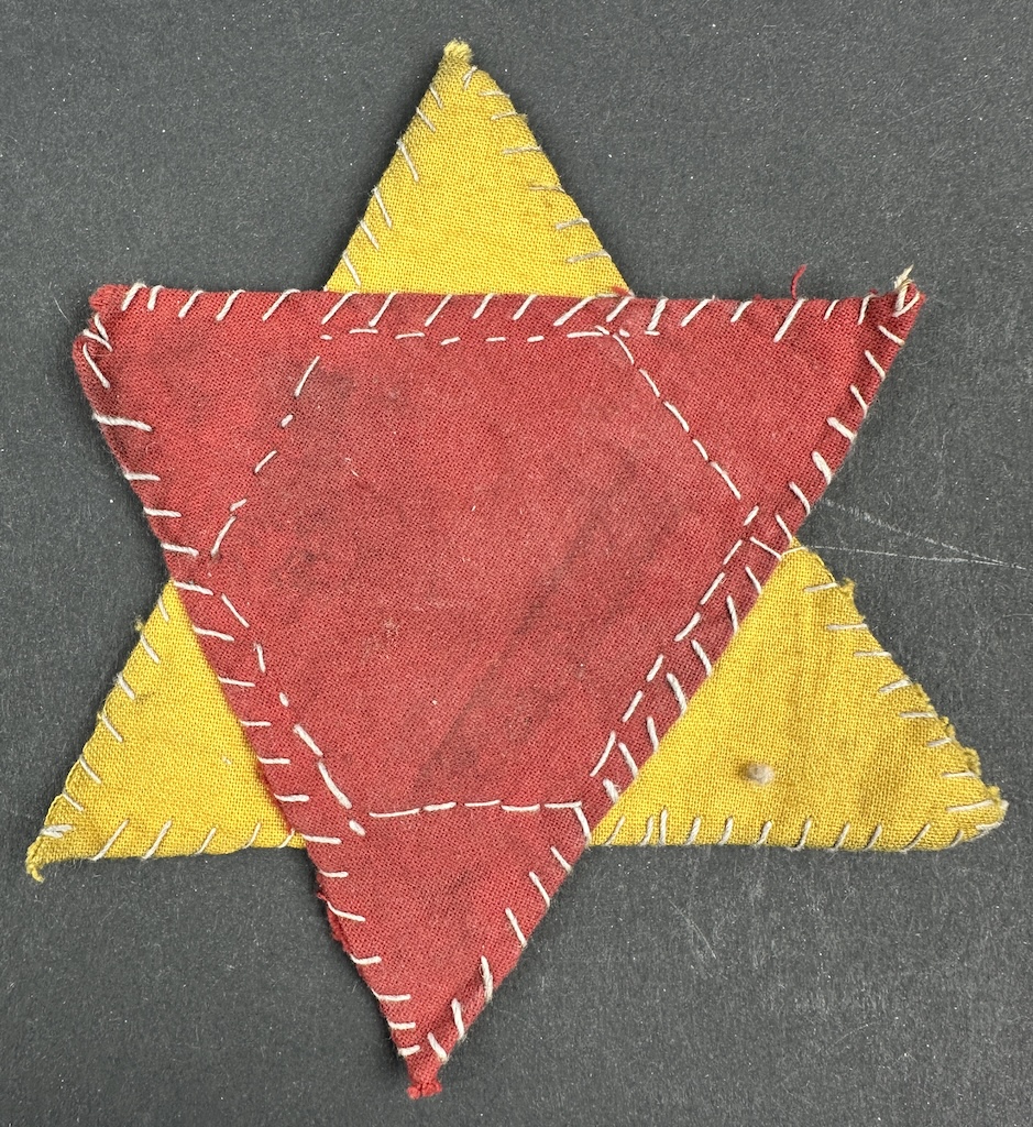 Concentration Camp AUSCHWITZ JEW JEWISH red and yellow triangle uniform ...