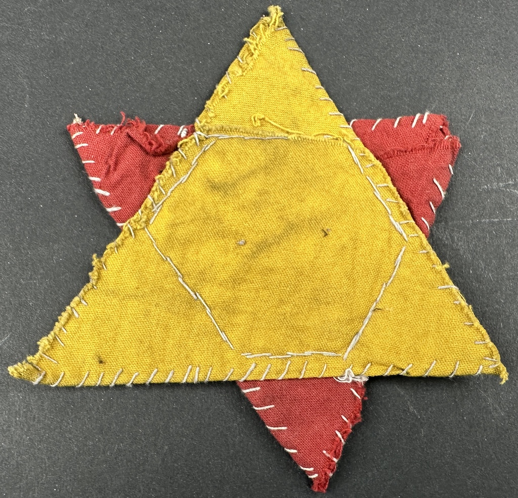 Concentration Camp AUSCHWITZ JEW JEWISH red and yellow triangle uniform ...
