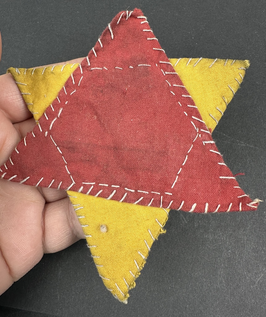 Concentration Camp AUSCHWITZ JEW JEWISH red and yellow triangle uniform ...