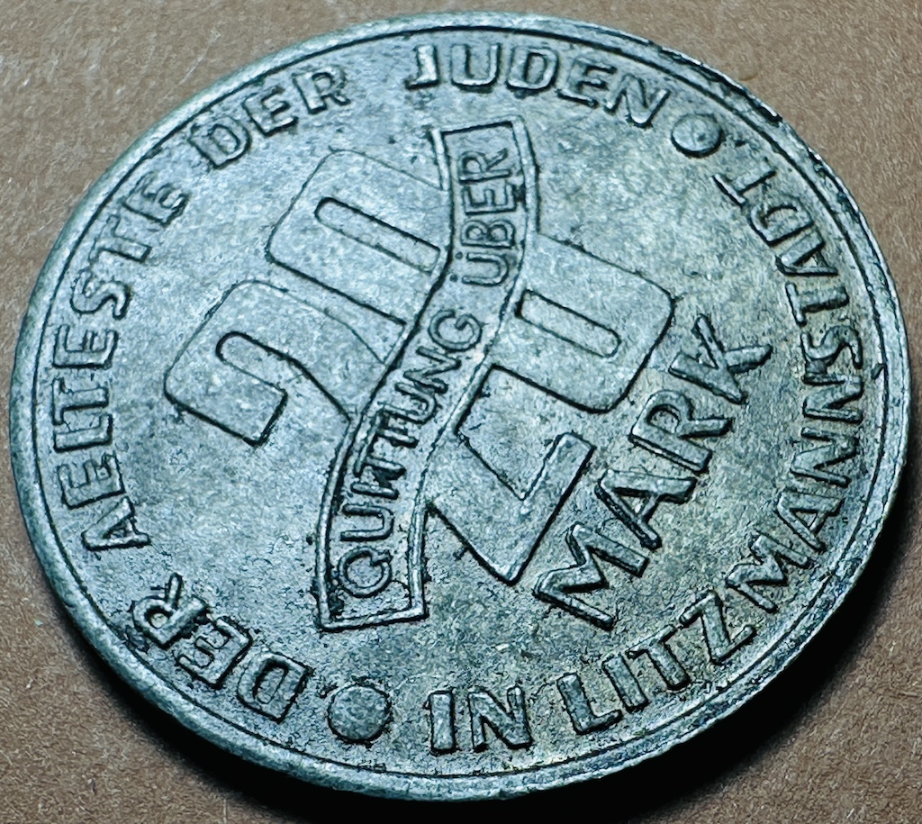 Holocaust Jew Jewish Ghetto Getto coin 20 mark juden token WW2