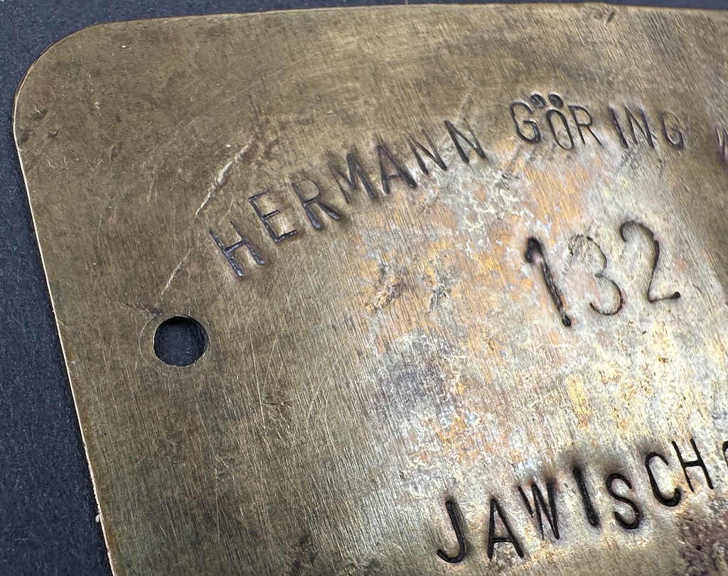 Holocaust Reichswerke Hermann Goring metal ID plate forced labour werke ...