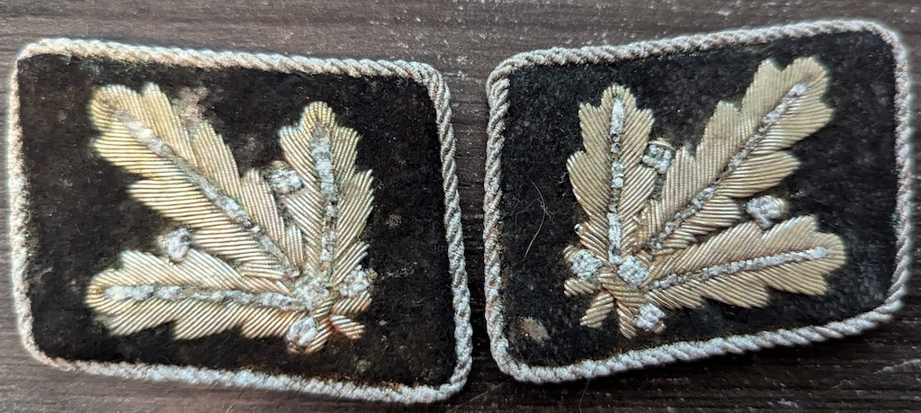 WAFFEN SS high leader officer collar tab set oakleaf with both RZM tags