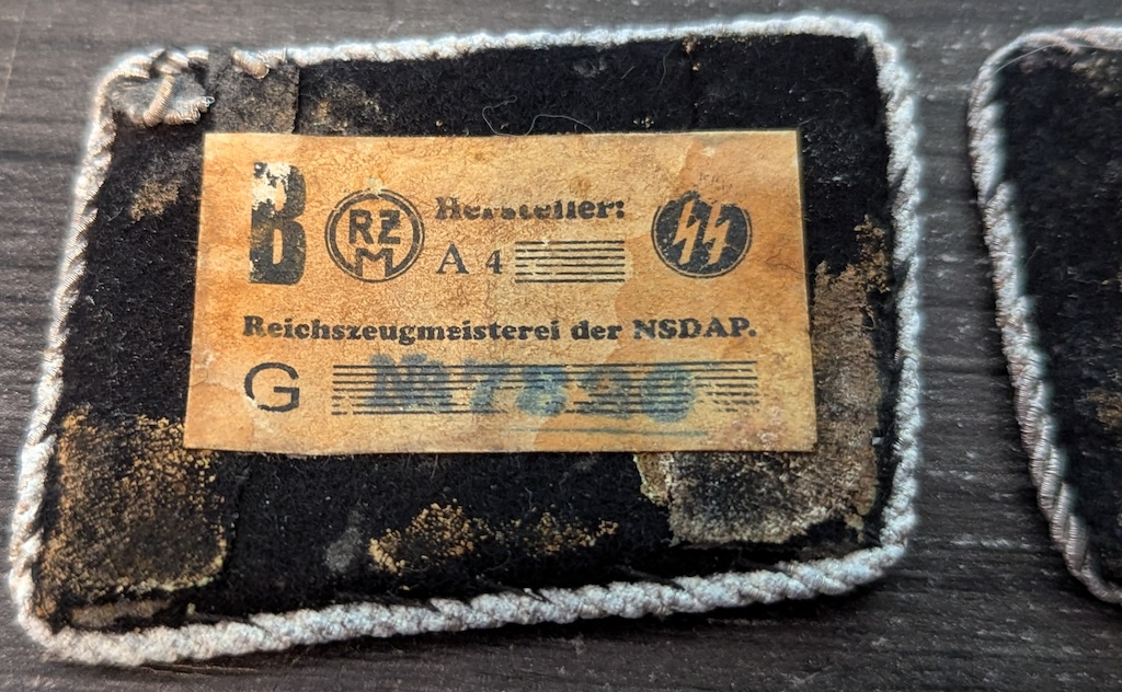 WAFFEN SS high leader officer collar tab set oakleaf with both RZM tags