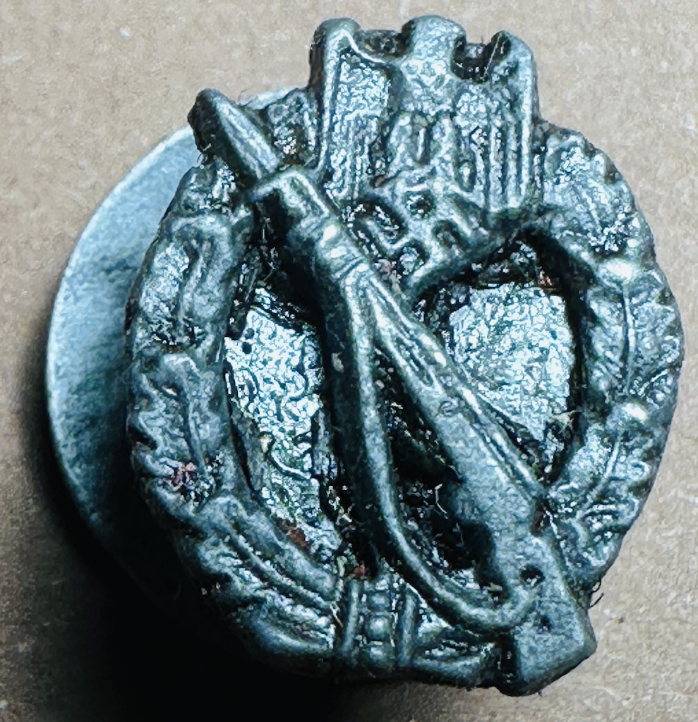 WW2 German Nazi assault badge award miniature tiny pin marked and dated