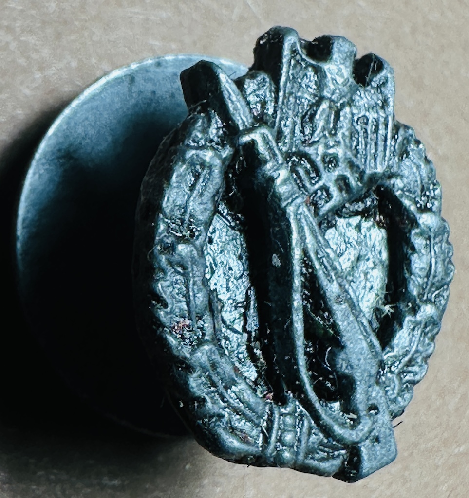 WW2 German Nazi assault badge award miniature tiny pin marked and dated