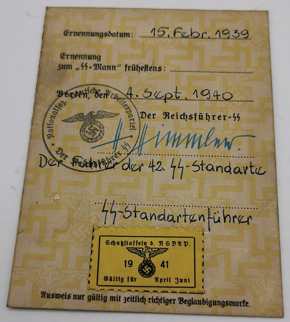 WW2 german Nazi early Waffen SS ID ausweis stamped Himmler signature ...