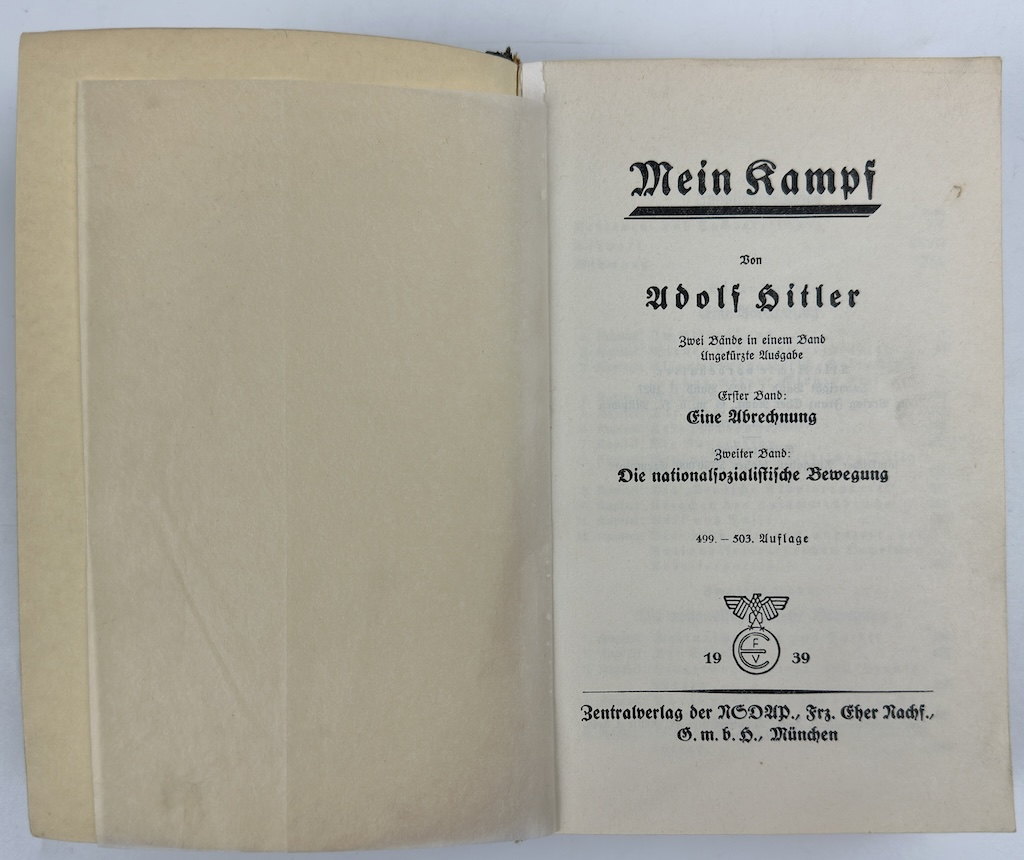 WW2 German Nazi NSDAP Fuhrer Adolf Hitler personal book MEIN KAMPF ...