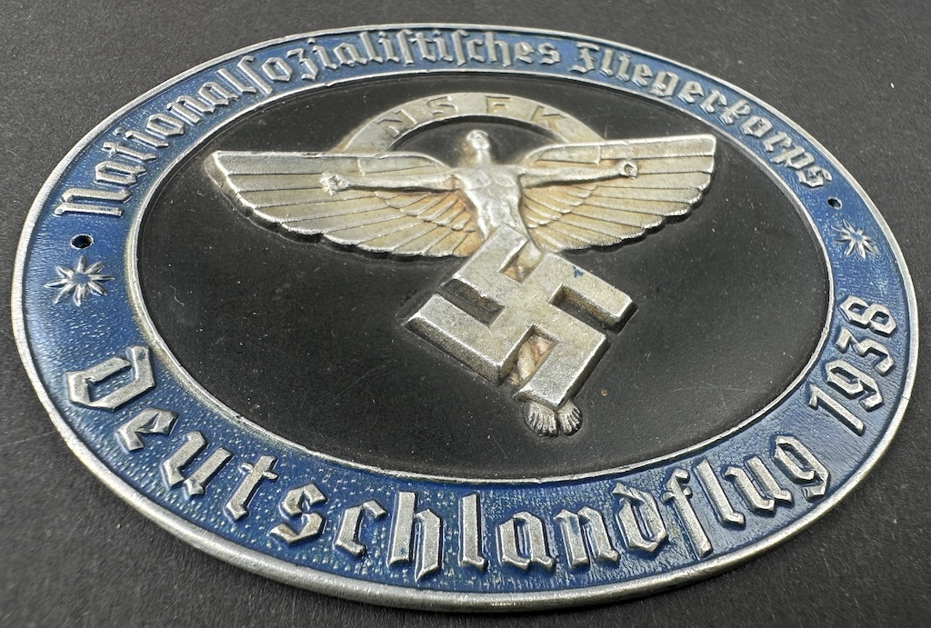 WW2 German Nazi NSFK badge plate 1938 award deustchlandflug