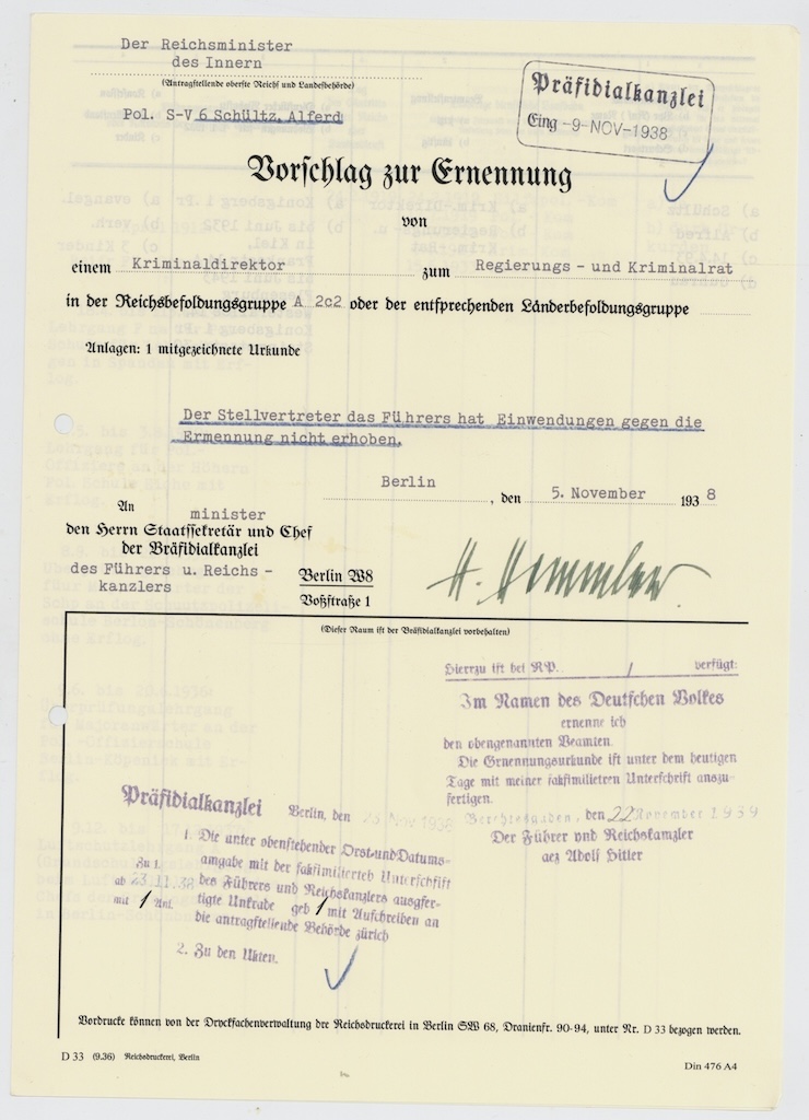 WW2 GERMAN NAZI ORIGINAL WAFFEN SS 2 PAGES PROMOTION DOCUMENT SIGNED BY ...