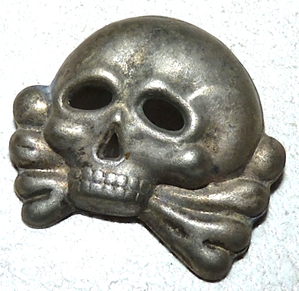 WW2 German Nazi WAFFEN SS early first pattern visor cap metal skull ...