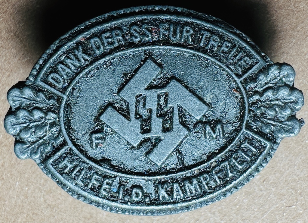 WW2 German Nazi WAFFEN SS membership pin marked