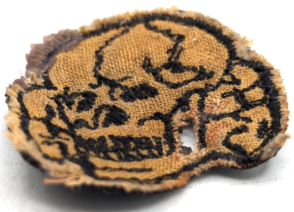 WW2 German Nazi WAFFEN SS TOTENKOPF cloth patch skull cap removed ...