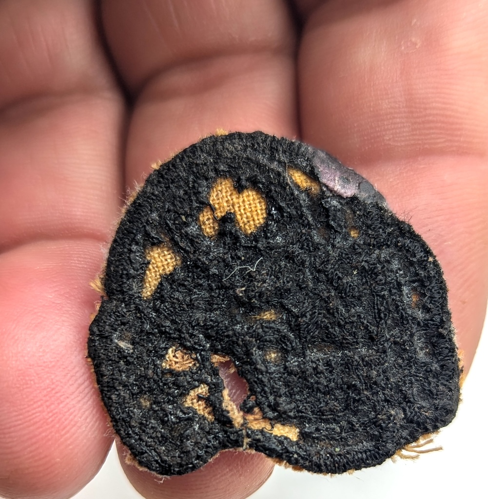 WW2 German Nazi WAFFEN SS TOTENKOPF cloth patch skull cap removed ...