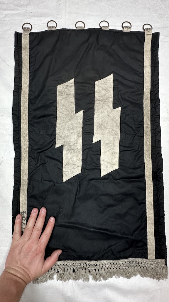 WW2 German Nazi WAFFEN SS wall RZM large one side banner FLAG stamped ...