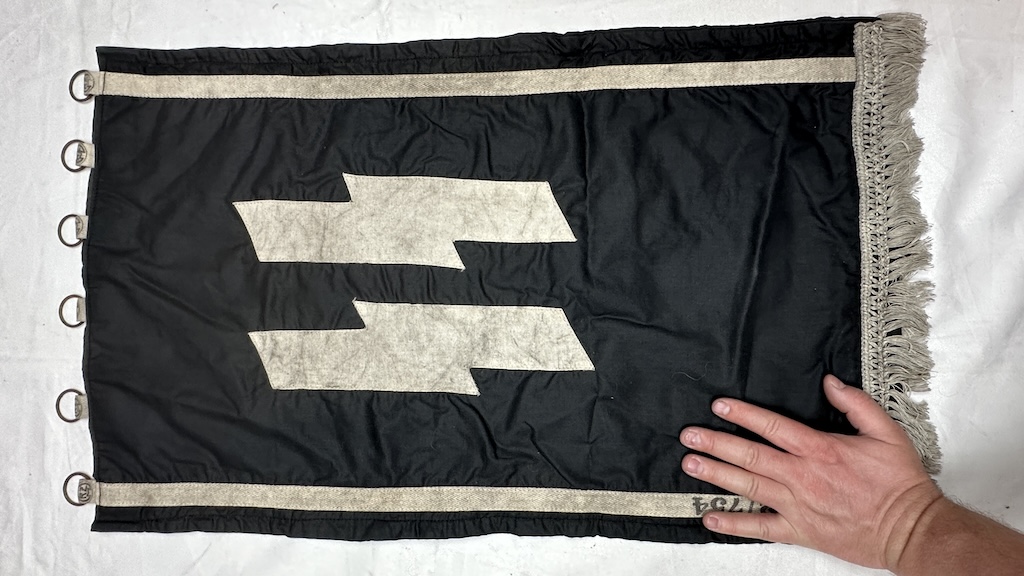 WW2 German Nazi WAFFEN SS wall RZM large one side banner FLAG stamped ...