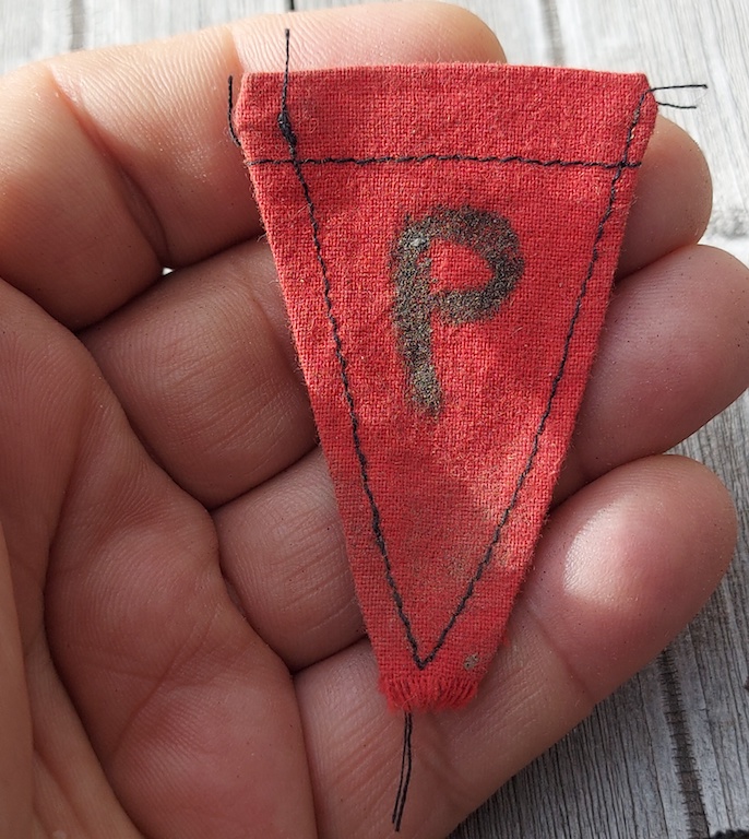 Concentration camp inmate's patch red triangle political prisoner "P ...
