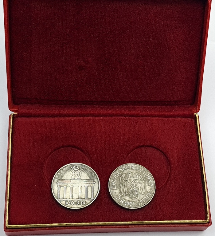 VERY RARE Third Reich NSDAP high leader gift 2 Hitler large silver ...