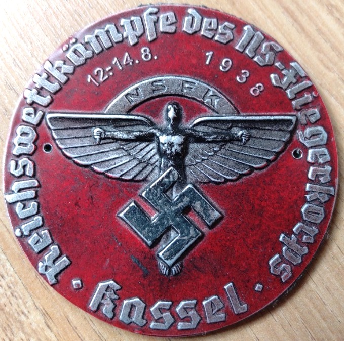 WW2 German Nazi large NSFK metal badge with Third Reich eagle & Swastika