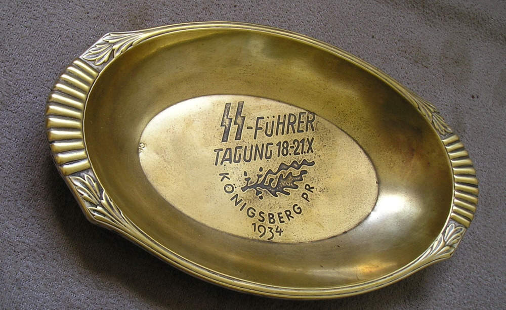 WW2 German Nazi SS FUHRER GOLD LARGE BOWL tray SILVERWARE 1934 MARKED