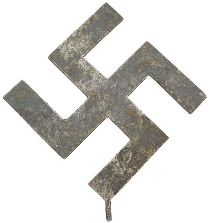 WW2 German Nazi Third Reich large Swastika metal ornament top of flag?