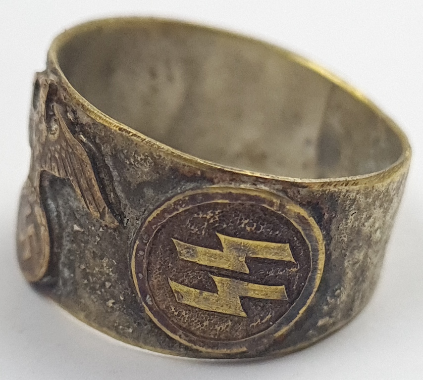 WW2 German Nazi Waffen SS custom ring with eagle, swastika and ss runes ...