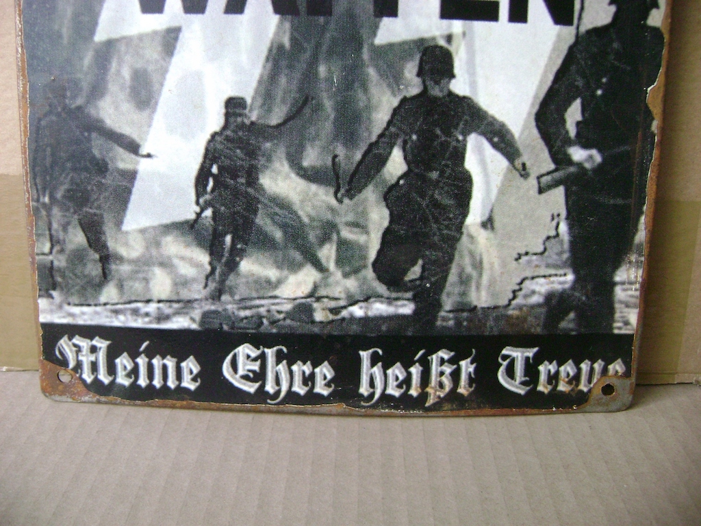 WW2 German Nazi WAFFEN SS totenkopf - Panzer recruitment metal sign RARE