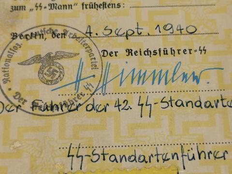 WW2 german Nazi early Waffen SS ID ausweis stamped Himmler signature ...