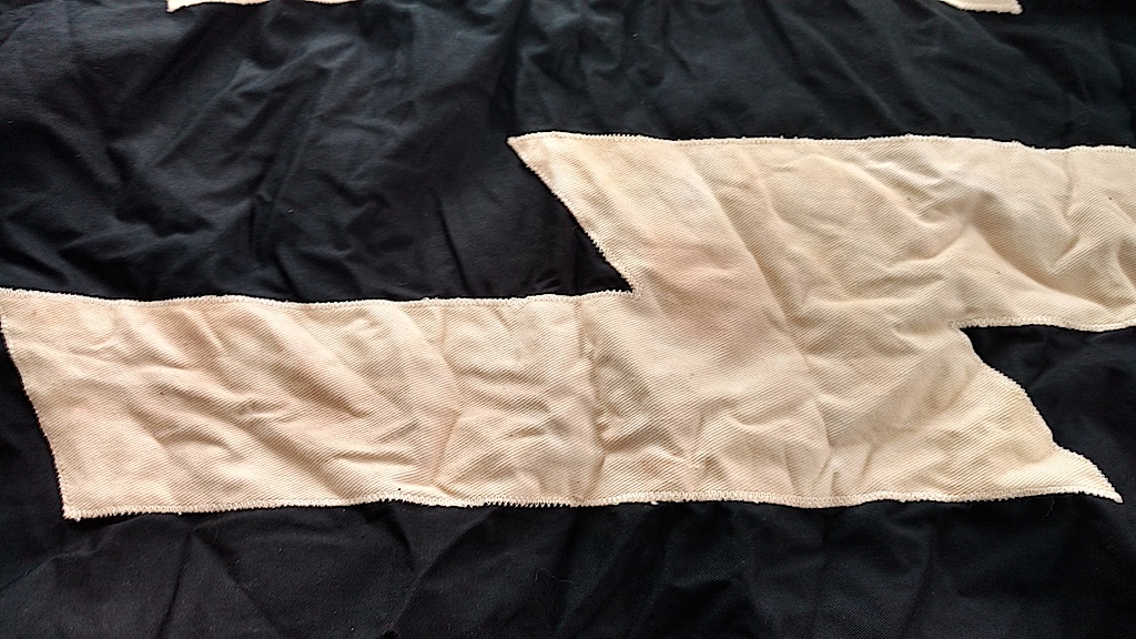 WW2 GERMAN NAZI WAFFEN SS LARGE BLACK SS FLAG DOUBLE SIZE WITH POLE HANGER