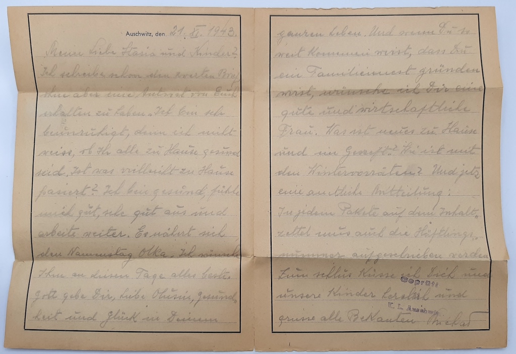 WW2 GERMAN NAZI HOLOCAUST CONCENTRATION CAMP AUSCHWITZ LETTER FROM AN ...