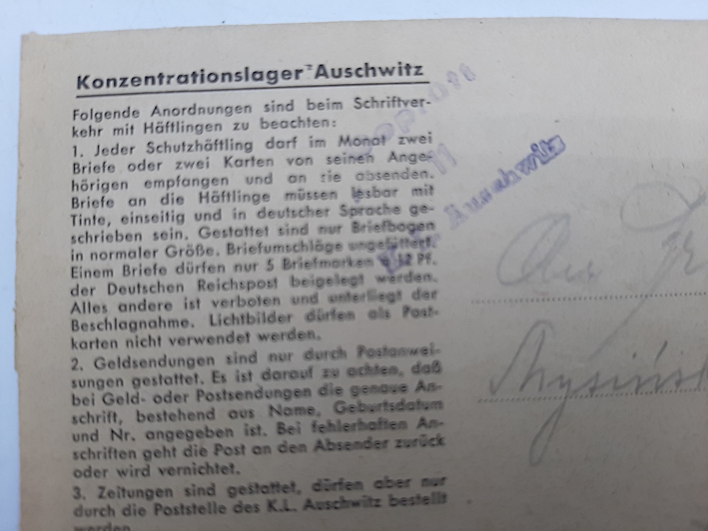 WW2 GERMAN NAZI HOLOCAUST CONCENTRATION CAMP AUSCHWITZ LETTER FROM AN ...