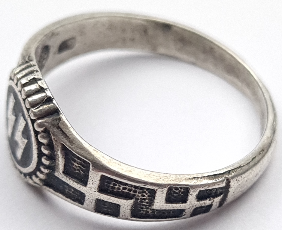 Waffen SS officer ring with ss runes & swastikas - marked RZM - SS and ...